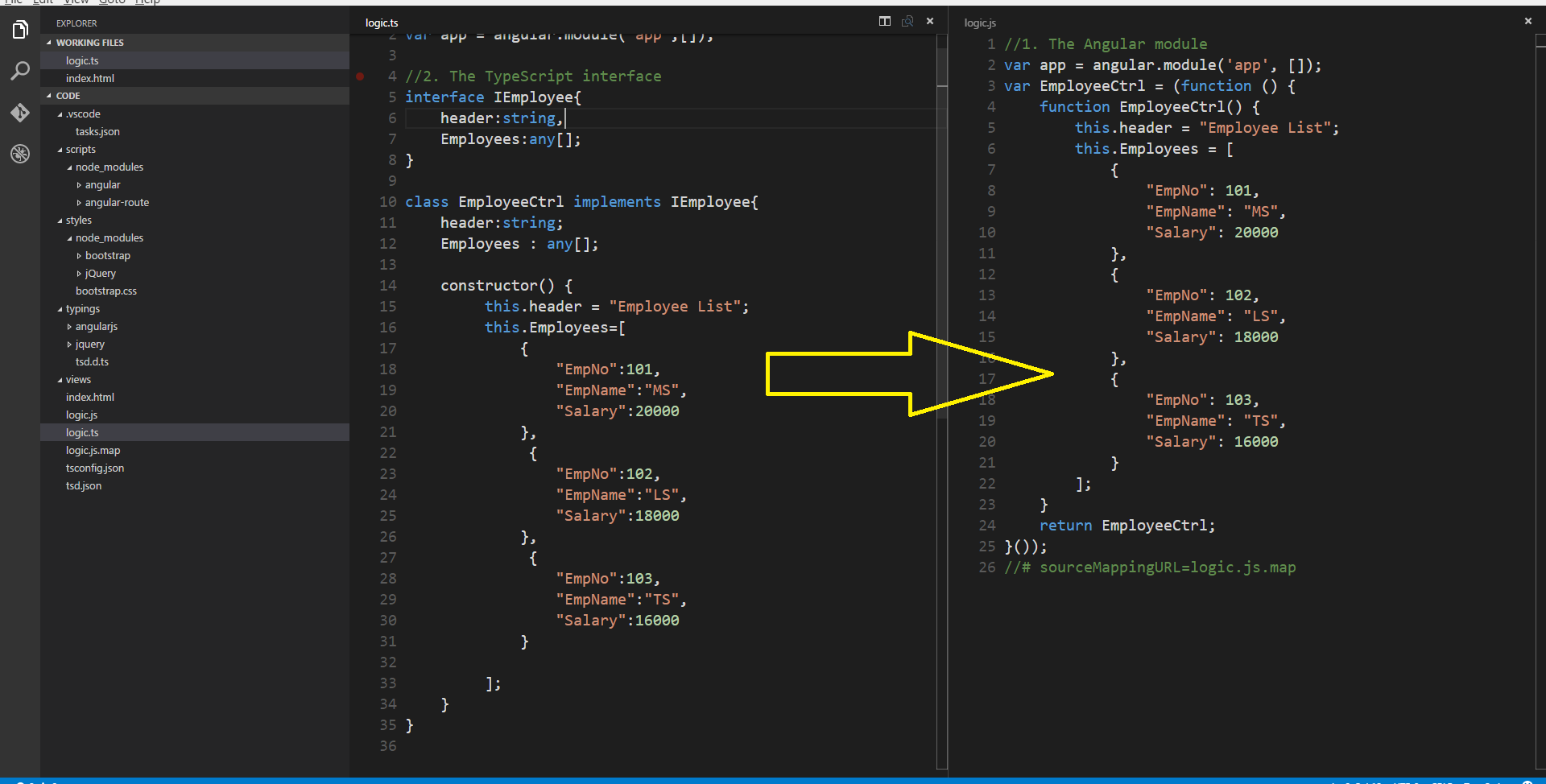 Creating AngularJS Modules And Controllers Using TypeScript DotNetCurry