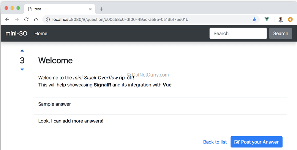 Using Aspnet Core Signalr With Vuejs To Create A Mini Stack Overflow Rip Off Dotnetcurry