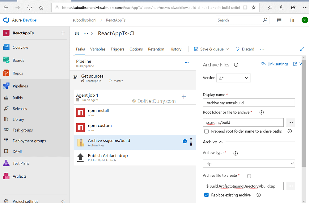 Azure Devops For Typescript Reactjs App Dotnetcurry